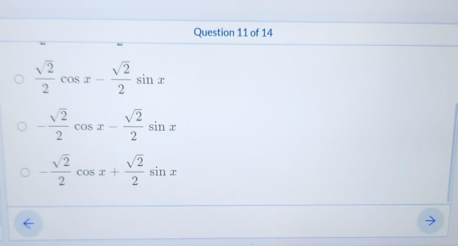 Solved Rewrite cos(x+47π) in terms of sinx and cosx | Chegg.com