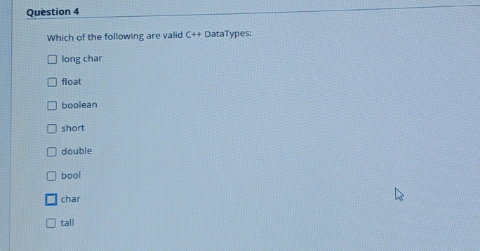 Solved Question 4Which of the following are valid C++ | Chegg.com