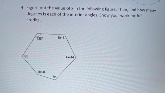 Solved 4. Figure out the value of x in the following figure. | Chegg.com