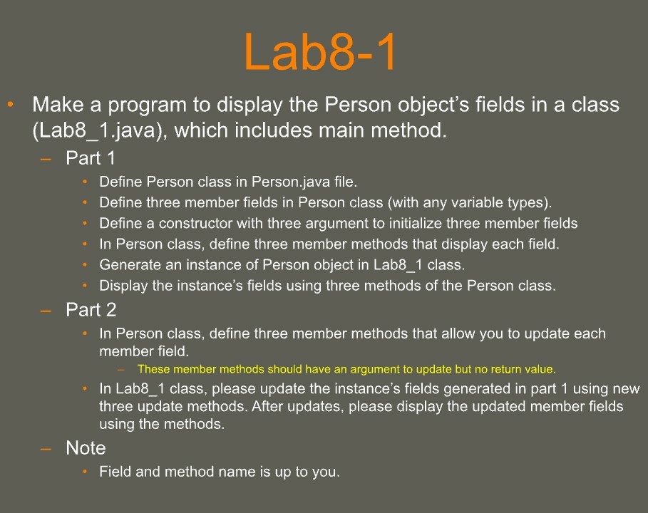 Solved Lab8-1 Make a program to display the Person object's | Chegg.com