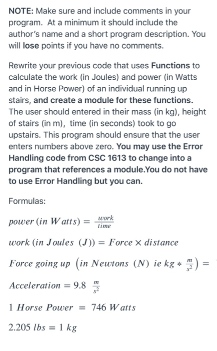 Solved Using Python Creating Moduleswork And Powerthis Is A 3429