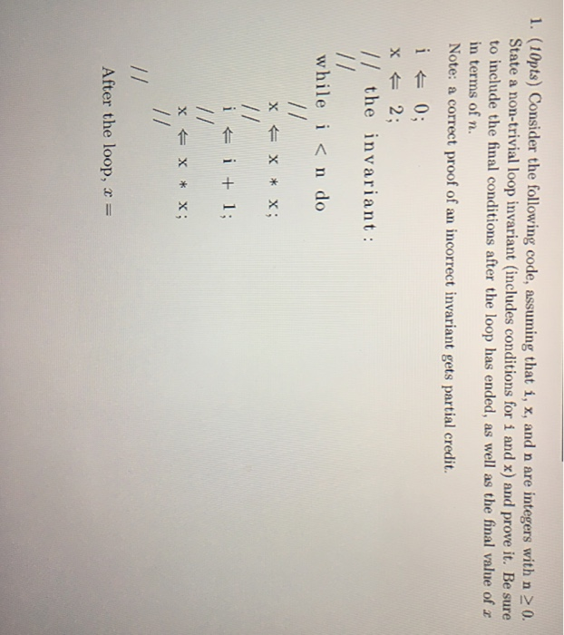 Solved 1. (10pts) Consider the following code, assuming that | Chegg.com