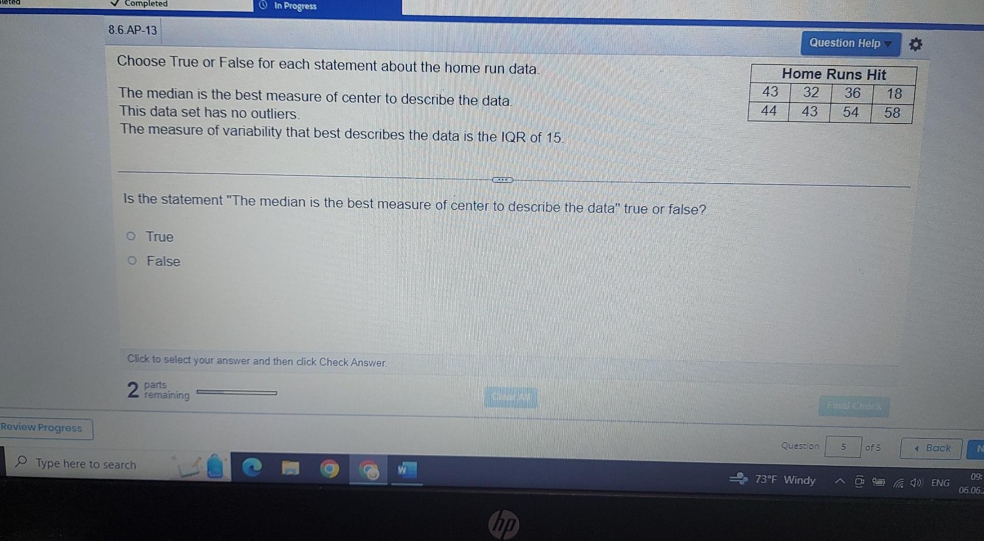 Solved Choose True or False for each statement about the | Chegg.com