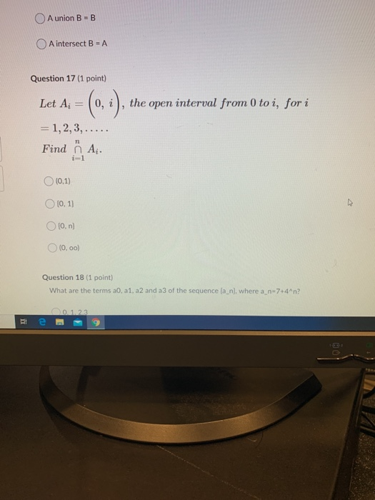 Solved A union B-B A intersect B-A Question 17 (1 point) Let | Chegg.com