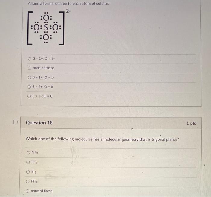Solved Assign a formal charge to each atom of sulfate. | Chegg.com
