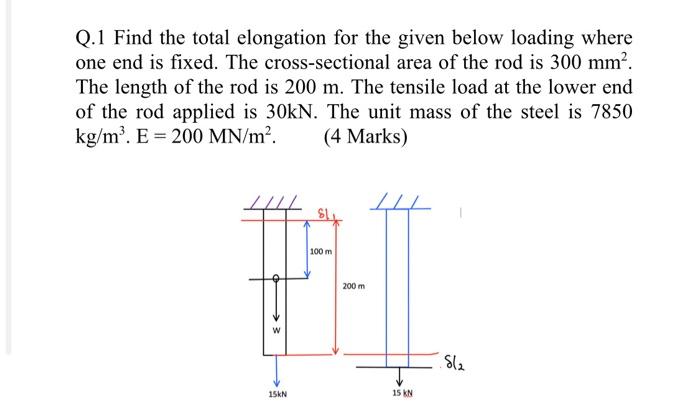 Solved Q.1 Find the total elongation for the given below | Chegg.com