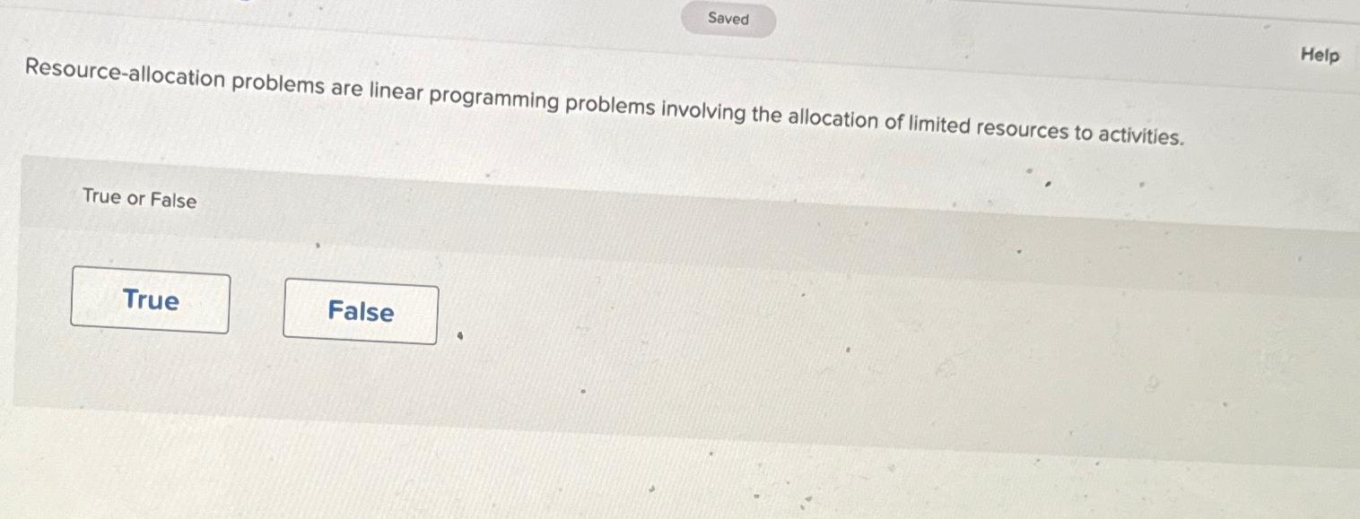 Solved Resource-allocation problems are linear programming | Chegg.com