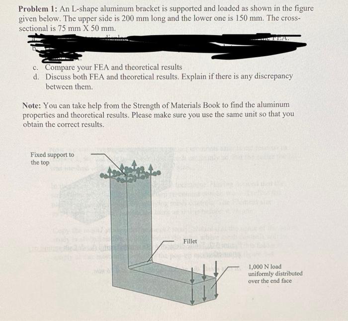 [Solved]: Problem 1: An L-shape aluminum bracket is support