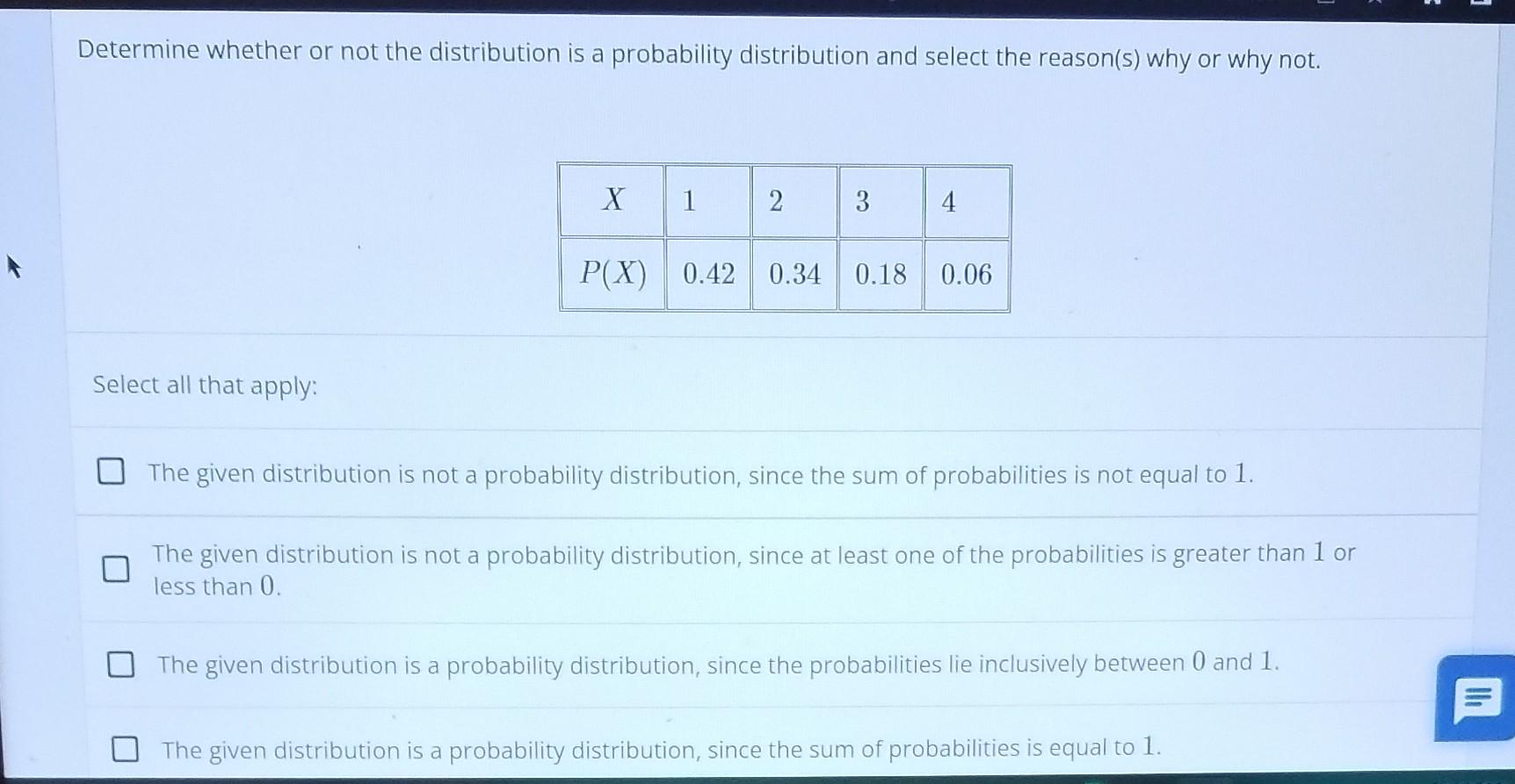 Solved Determine whether or not the distribution is a | Chegg.com