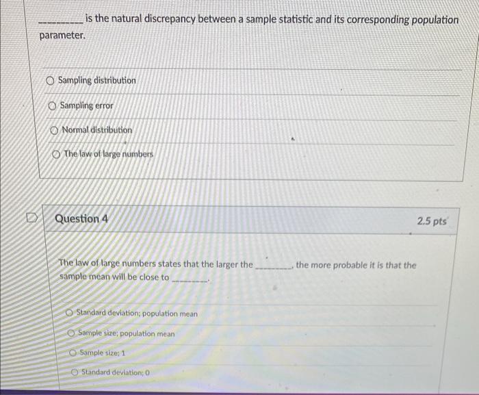 Solved is the natural discrepancy between a sample statistic | Chegg.com