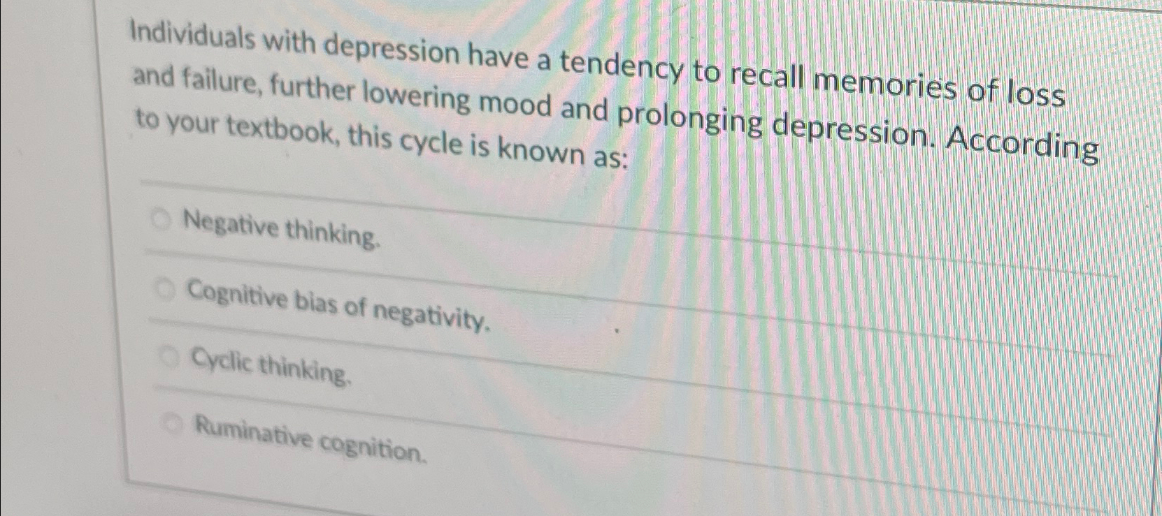 Solved Individuals with depression have a tendency to recall | Chegg.com