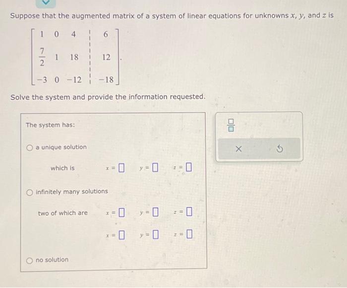 Solved Suppose that the augmented matrix of a system of | Chegg.com