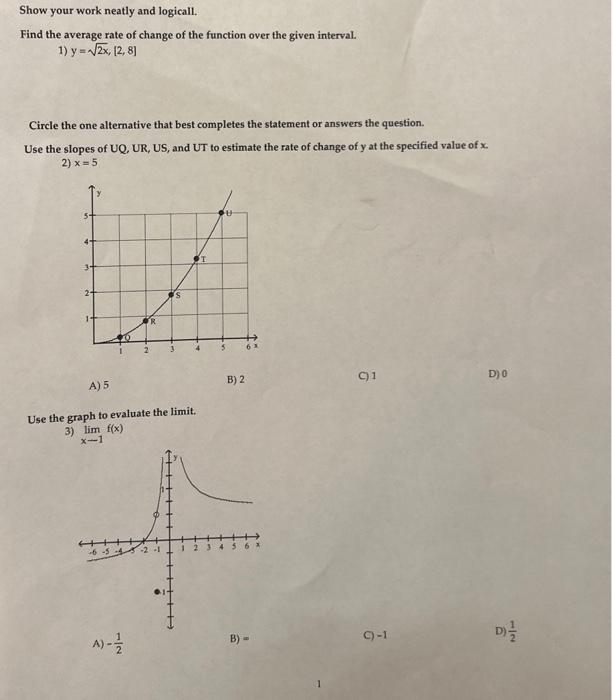 Solved Show your work neatly and logicall. Find the average | Chegg.com