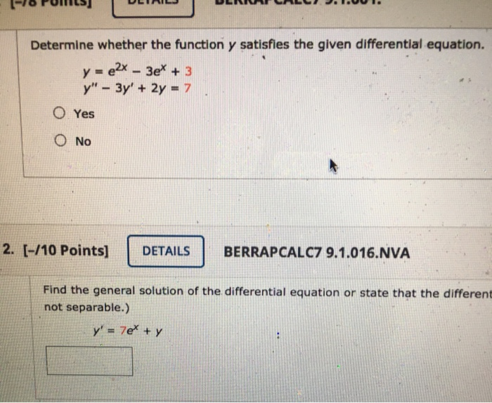 Solved Determine Whether The Function Y Satisfies The Given