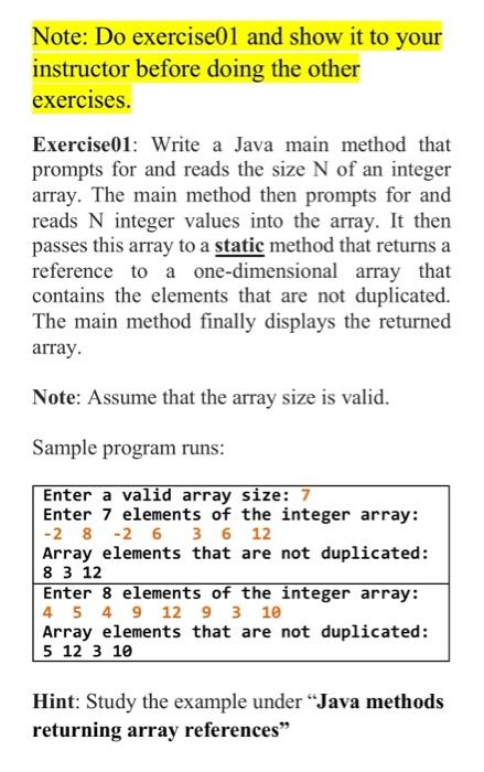 Solved Note Do Exercise01 And Show It To Your Instructor 
