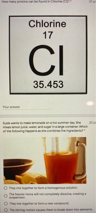 Solved How many protons can be found in Chlorine (C17 20 pc | Chegg.com