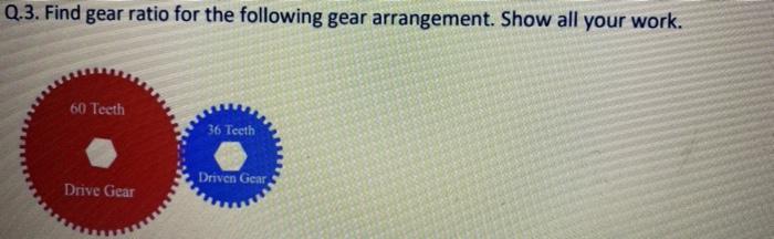 Solved Q.3. Find gear ratio for the following gear | Chegg.com