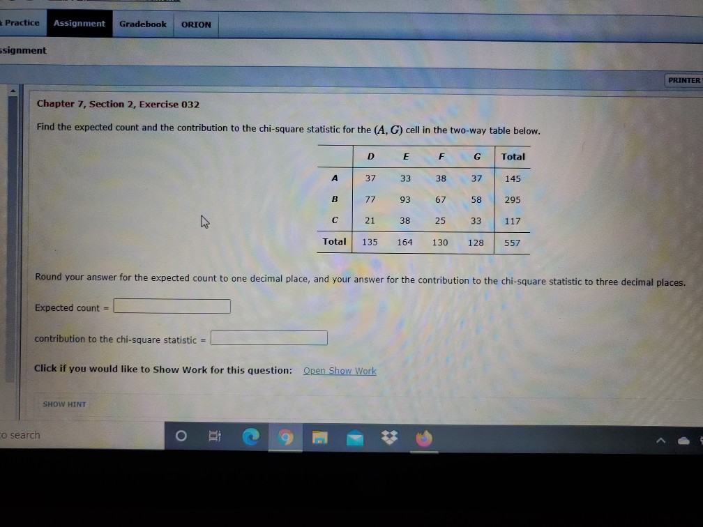 Solved Practice Assignment Gradebook ORION ssignment PRINTER | Chegg.com