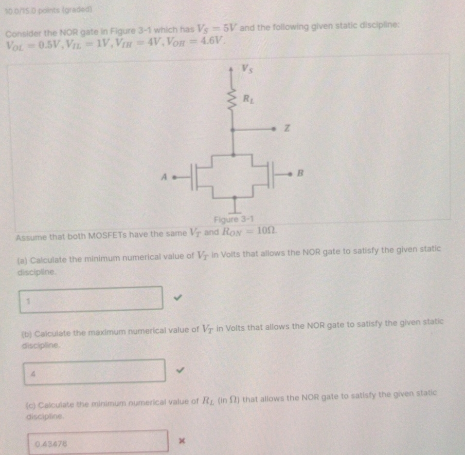 Solved 10.0 ﻿hs 0 ﻿points (graded)Consider the NOR gate in | Chegg.com