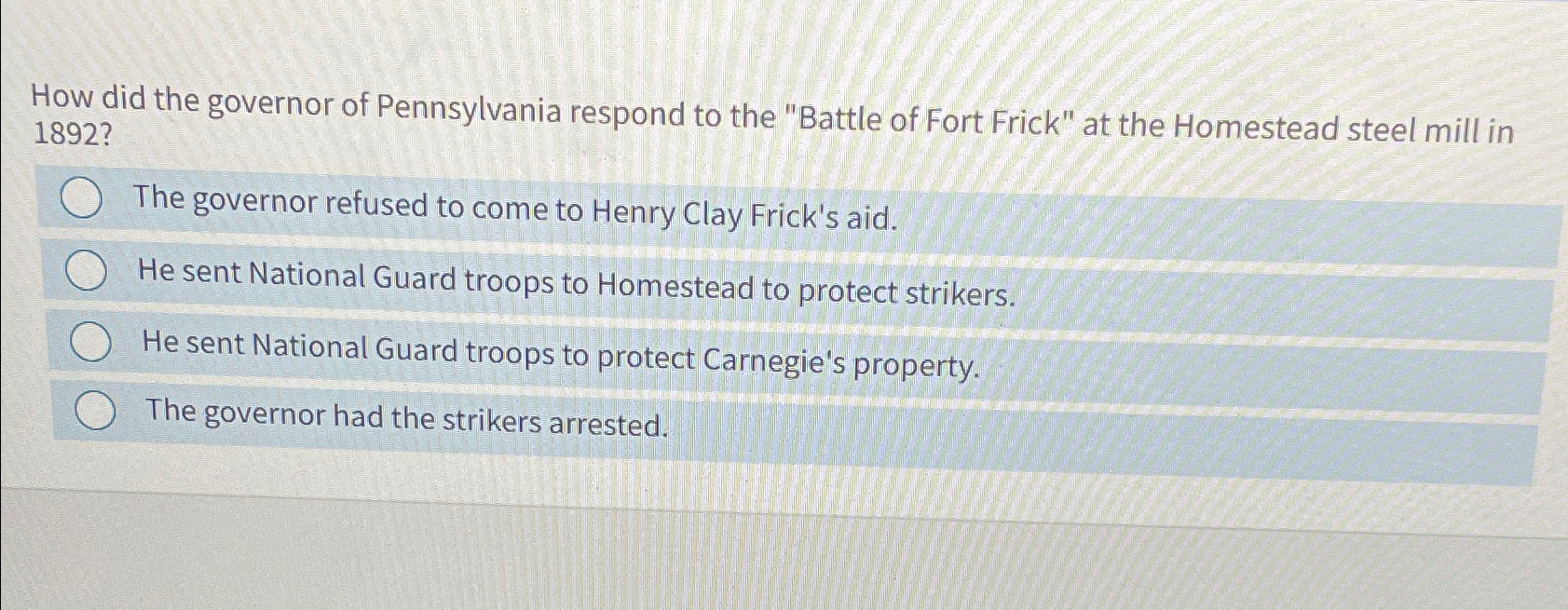 Solved How did the governor of Pennsylvania respond to the | Chegg.com