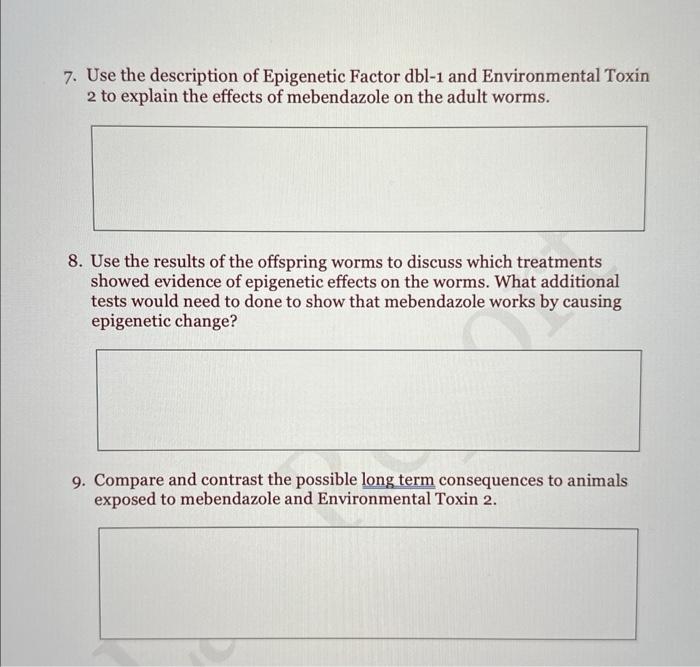 Solved Lab Report Environmental Epigenetics Lab Answer the | Chegg.com