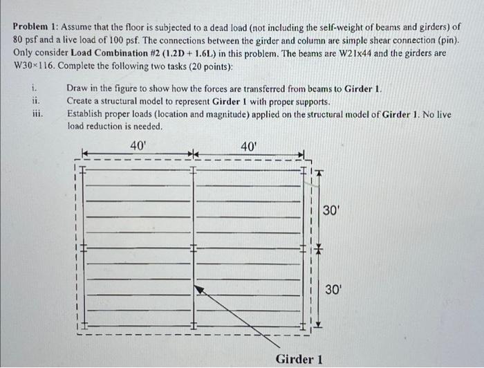 Solved Problem 1: Assume that the floor is subjected to a | Chegg.com