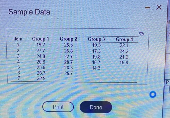 Solved Given the following sample data, complete parts a and | Chegg.com