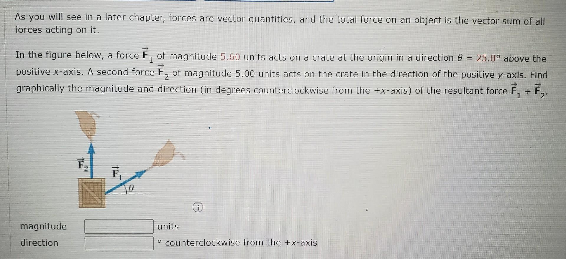 Solved As you will see in a later chapter, forces are vector | Chegg.com