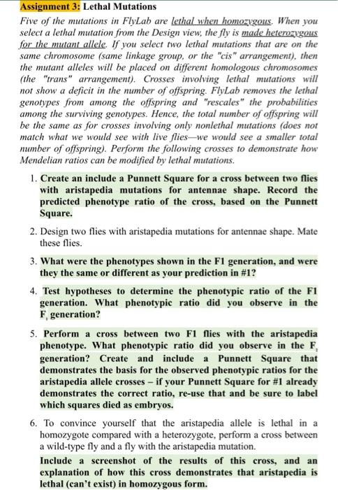 Solved Assignment 3: Lethal Mutations Five of the mutations | Chegg.com