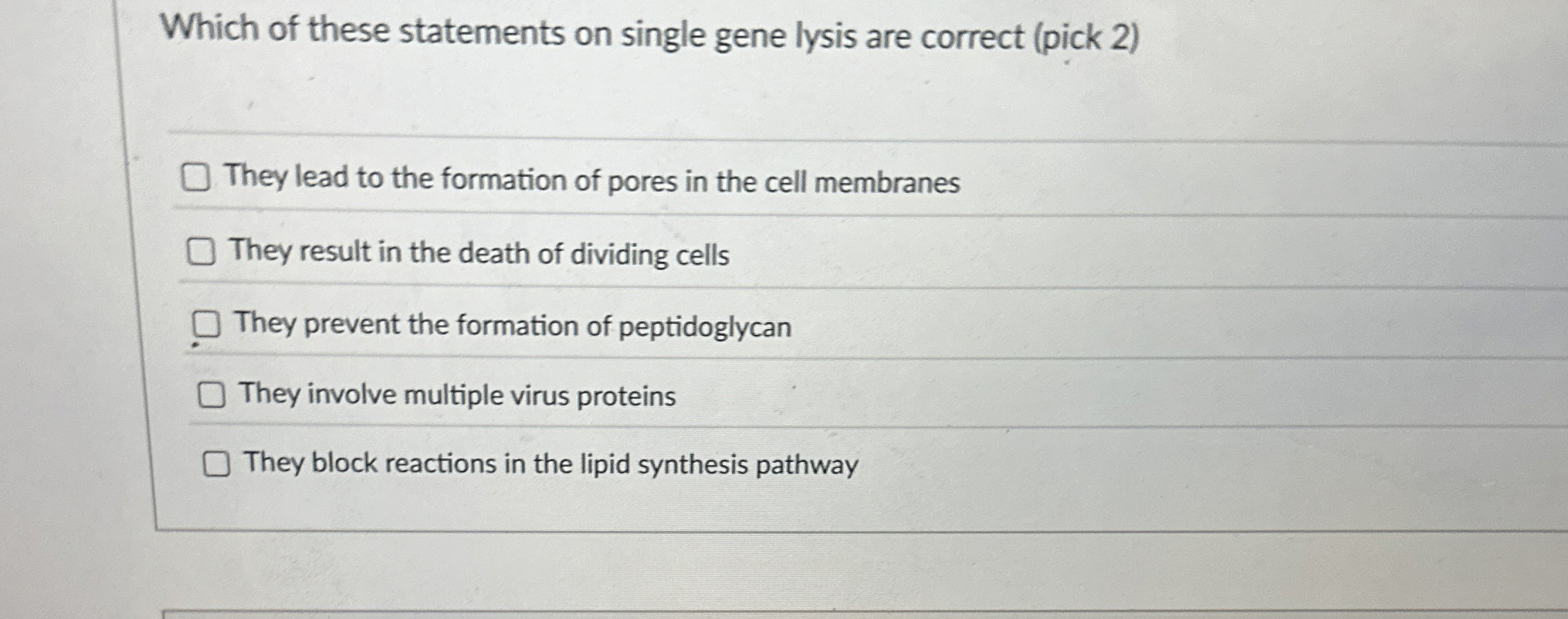 Solved Which of these statements on single gene lysis are | Chegg.com
