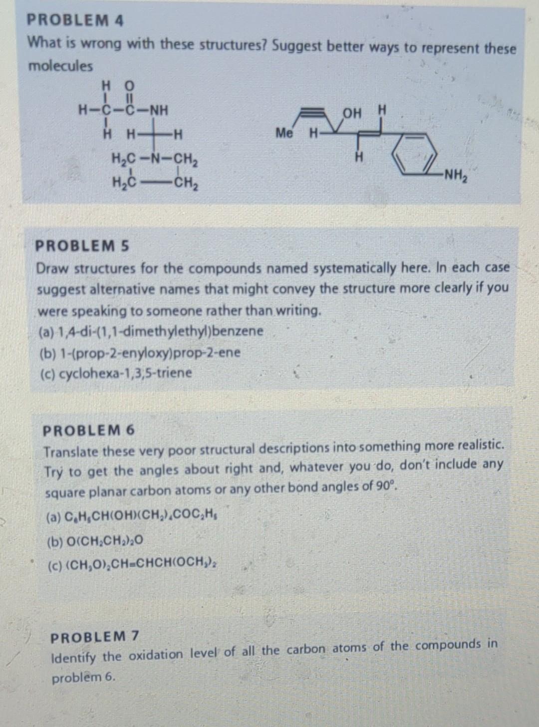 Solved PROBLEM 4 What is wrong with these structures? | Chegg.com
