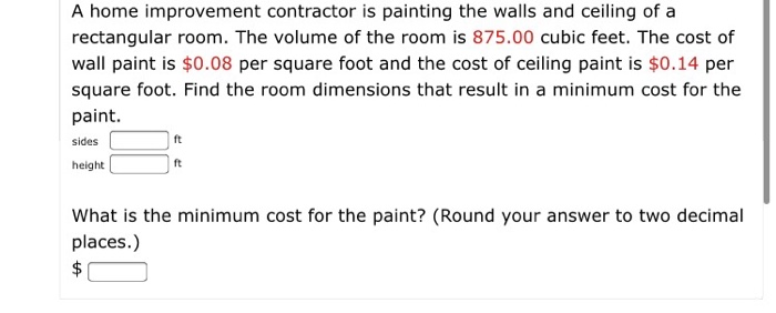 Solved A home improvement contractor is painting the walls | Chegg.com