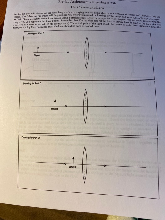 Solved Pre-lab Assignment - Experiment 33b The Converging | Chegg.com