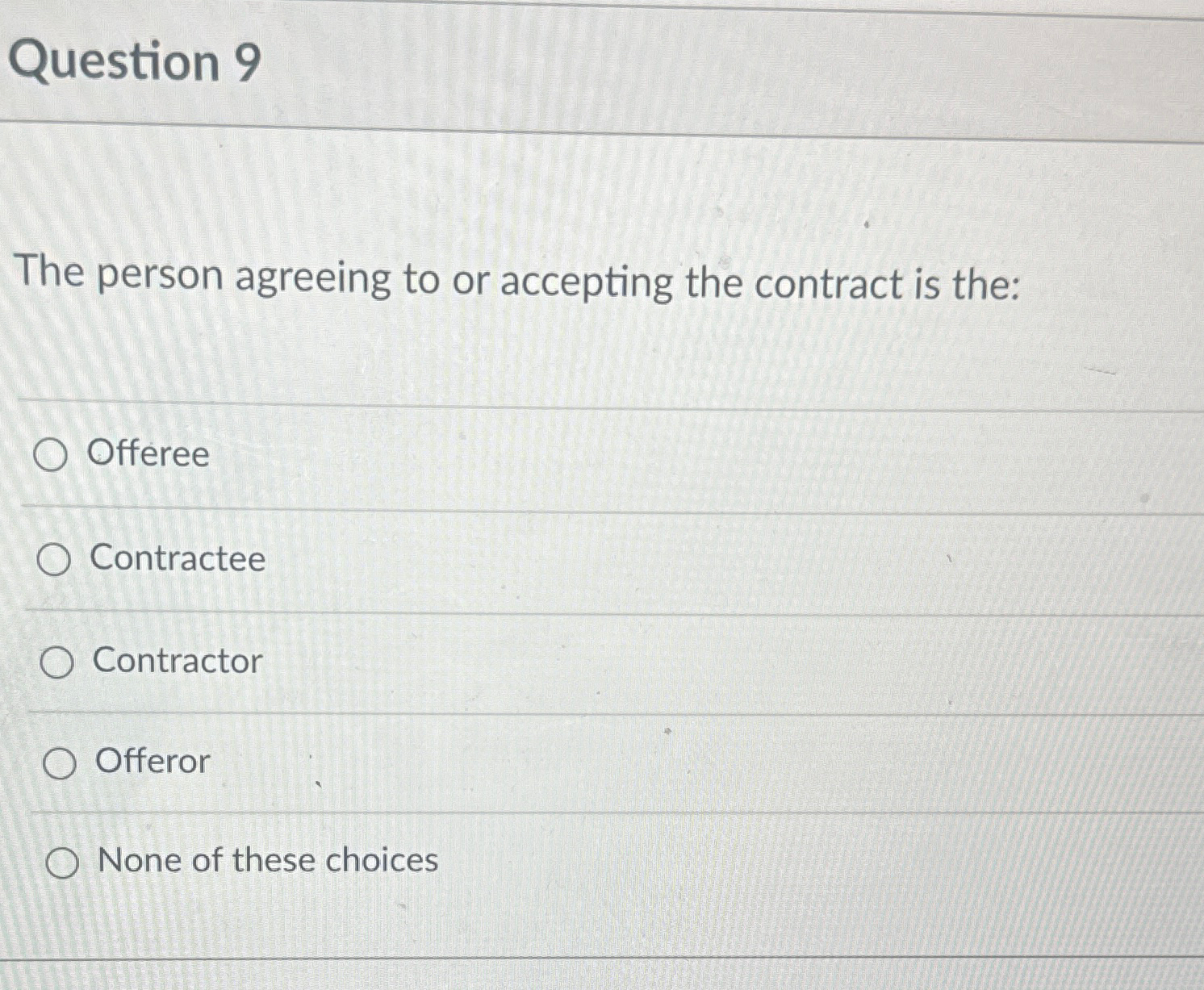 Solved Question 9The person agreeing to or accepting the | Chegg.com