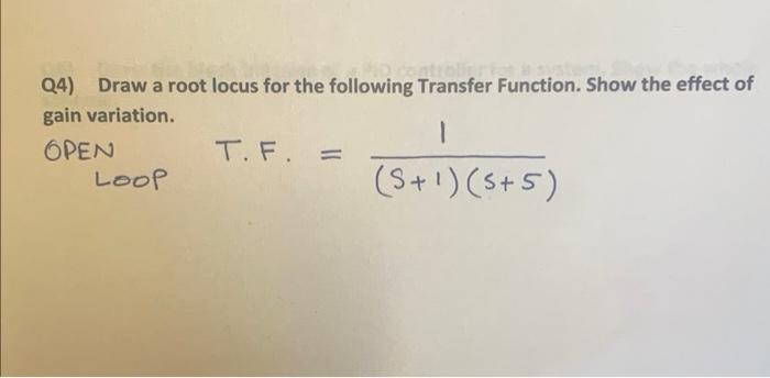 Q4) Draw a root locus for the following Transfer | Chegg.com