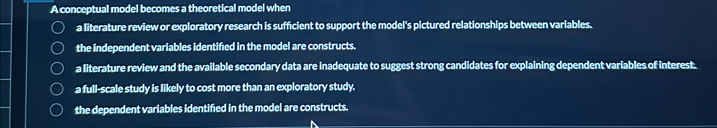 Solved A conceptual model becomes a theoretical model | Chegg.com