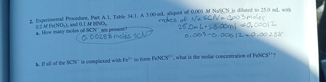 Solved Experimental Procedure, Part A.1, ﻿Table 34.1. ﻿A | Chegg.com