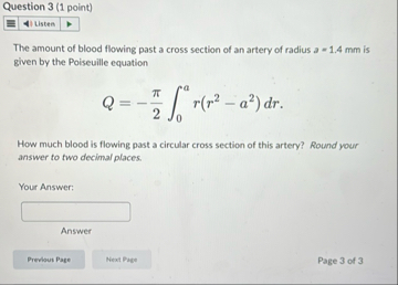 Solved Question 3 (1 ﻿point)ListenThe amount of blood | Chegg.com