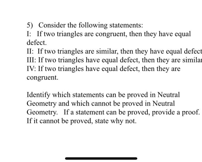 Solved 5) Consider the following statements: I: If two | Chegg.com