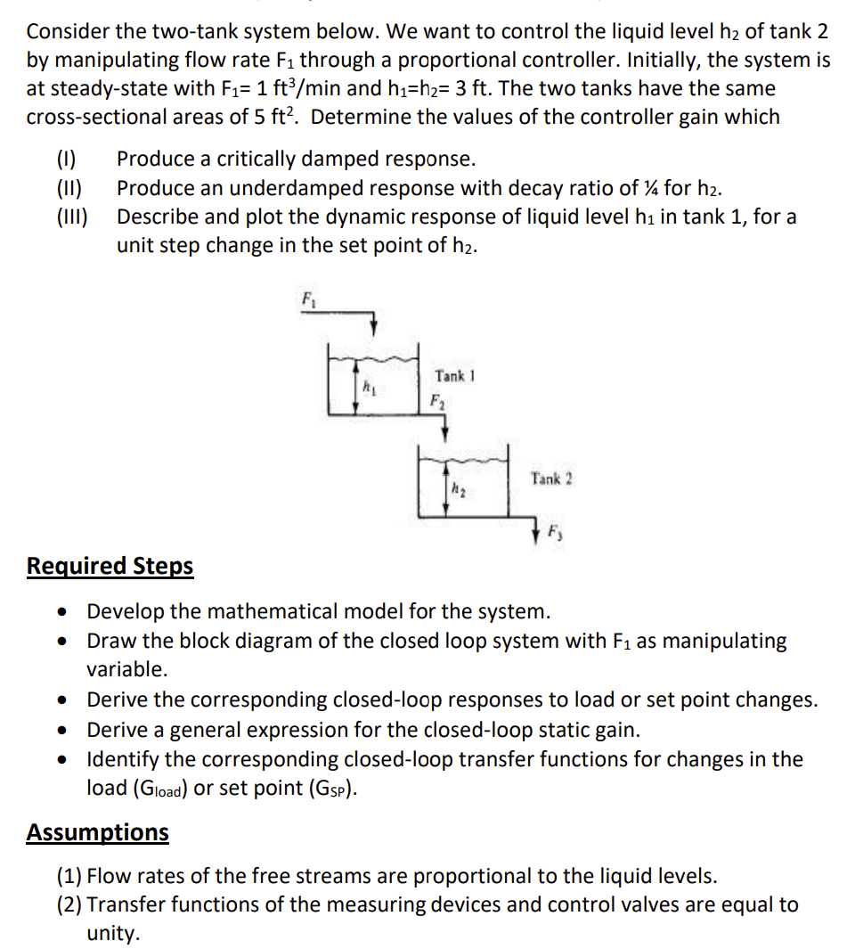 Solved Consider the two-tank system below. We want to | Chegg.com