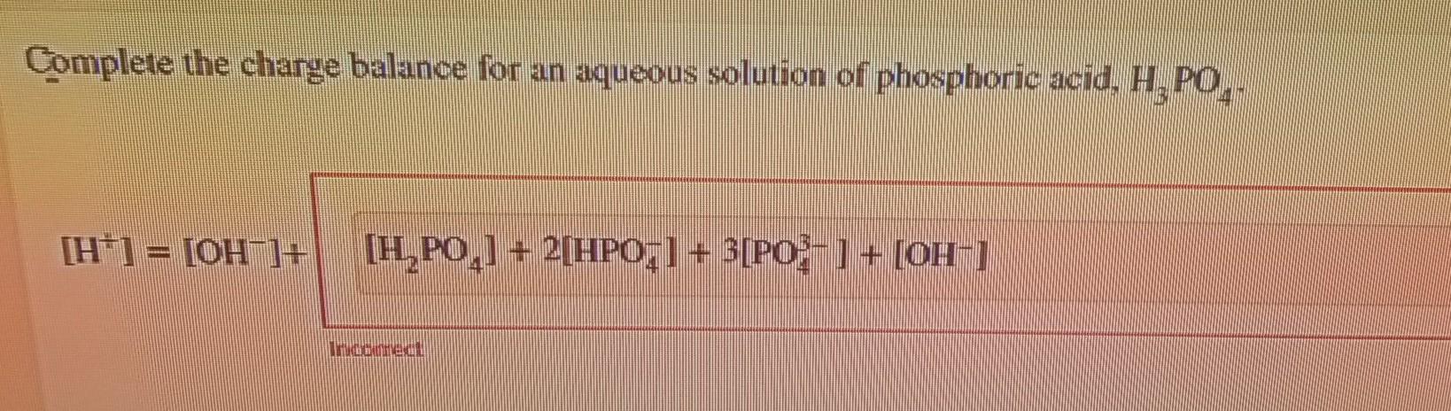 Solved Complete the charge balance for an aqueous solution | Chegg.com