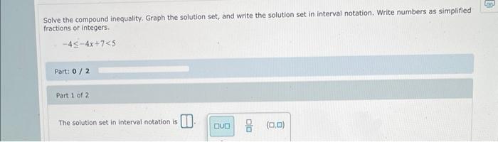 Solved Solve the compound inequality. Graph the solution | Chegg.com