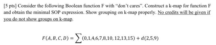 Solved [5 pts] Consider the following Boolean function F | Chegg.com