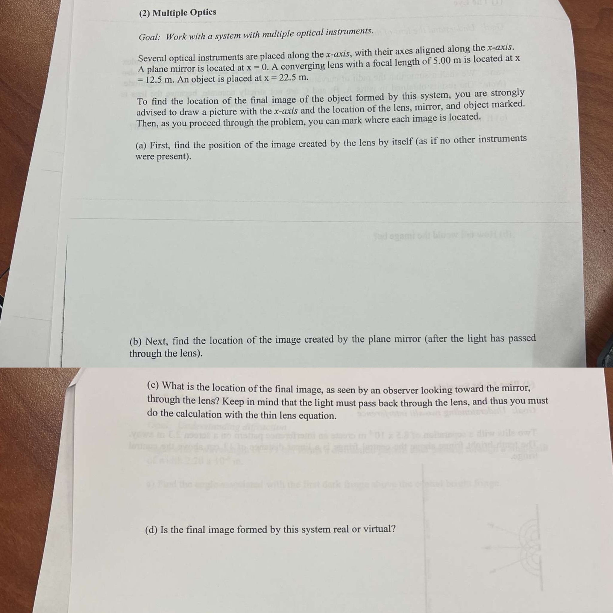 Solved (2) ﻿Multiple OpticsGoal: Work with a system with | Chegg.com