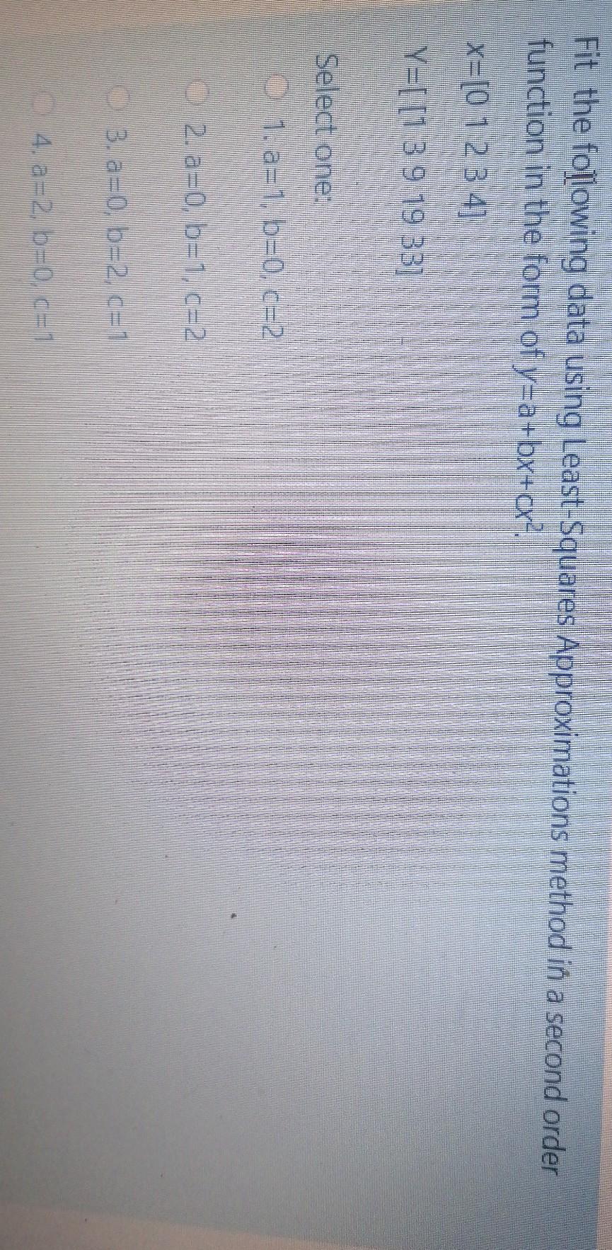 Solved Fit The Following Data Using Least Squares