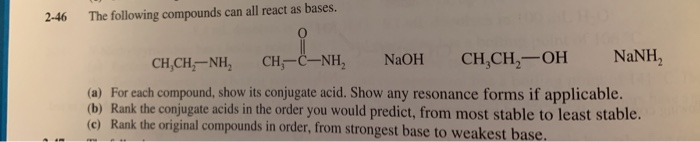 Solved 2-46 The following compounds can all react as bases. | Chegg.com