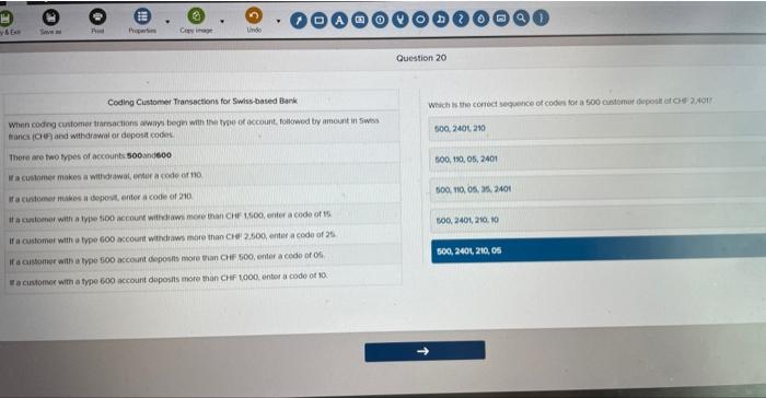 Solved Coding Customer Transections for Swiss based Eark | Chegg.com