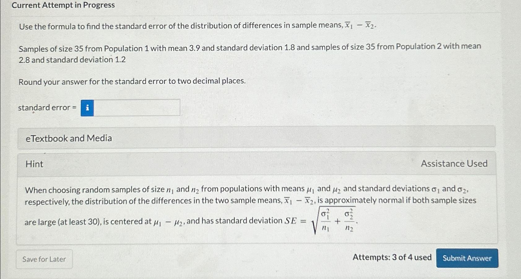 Solved Current Attempt in ProgressUse the formula to find | Chegg.com