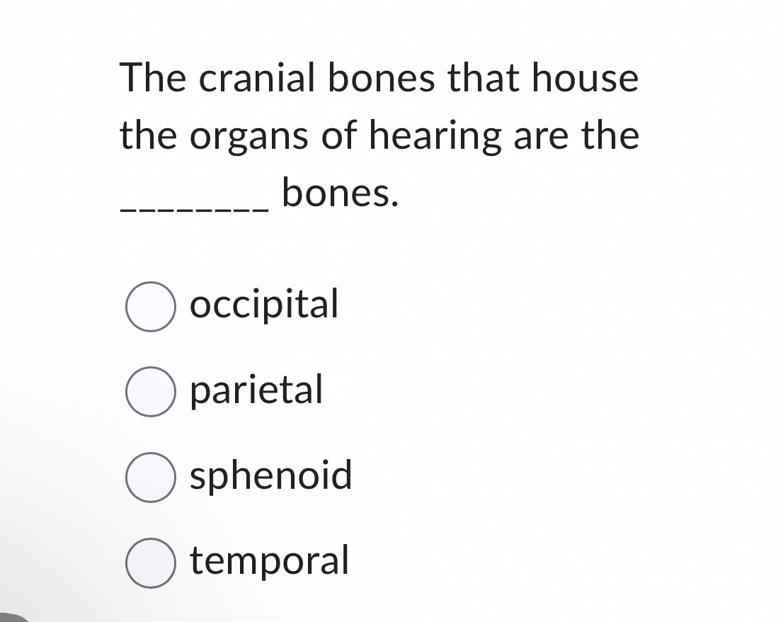 Solved The cranial bones that house the organs of hearing | Chegg.com