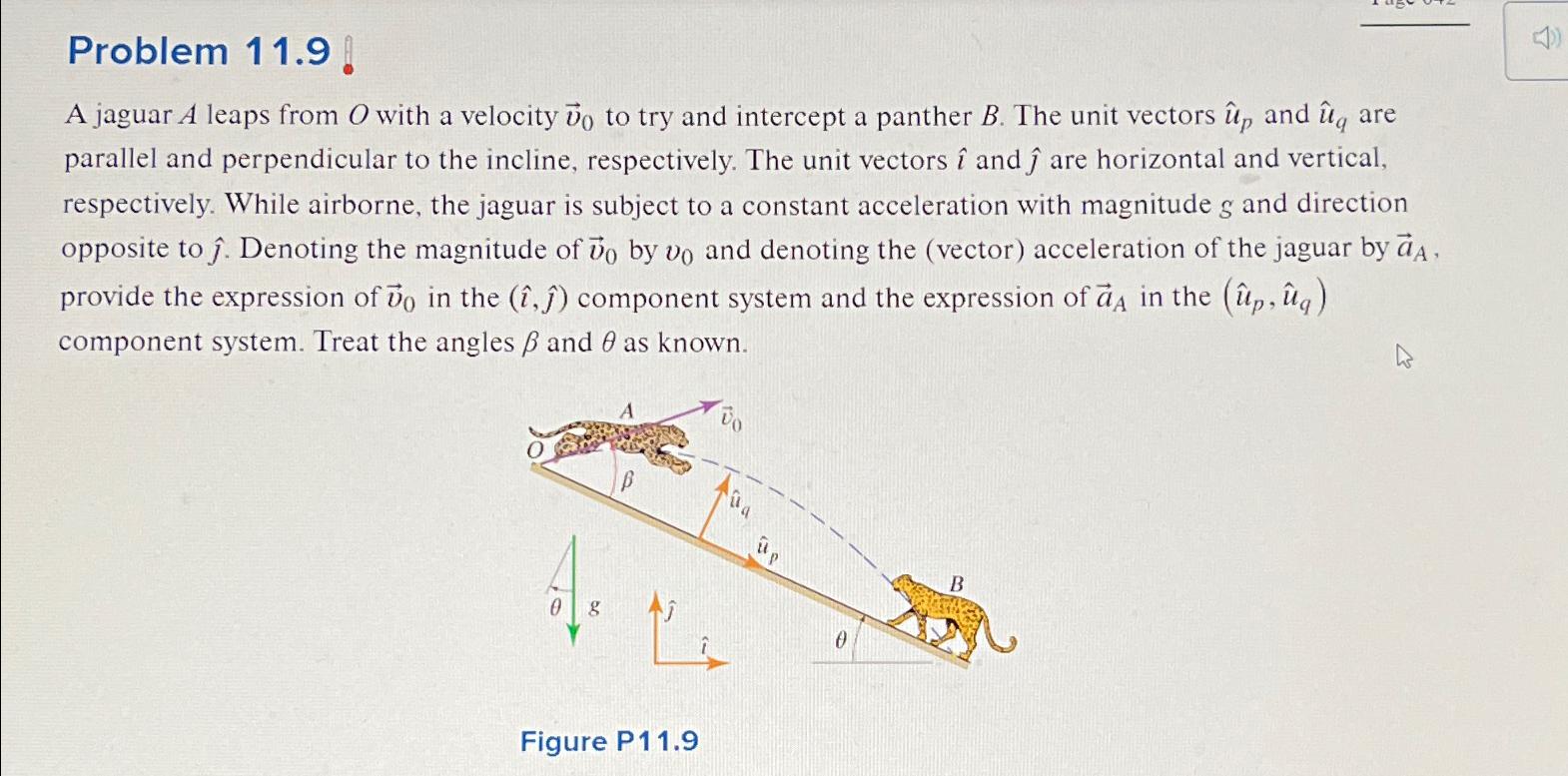 Solved Problem 11.9.\\nA jaguar A leaps from O with a | Chegg.com